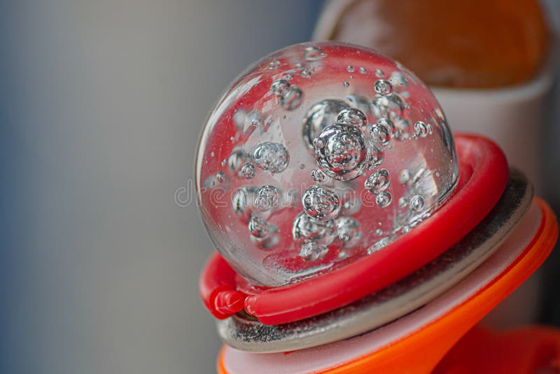 A Transparent Spherical Plastic Thing with Close-up Air Bubbles Frozen ...