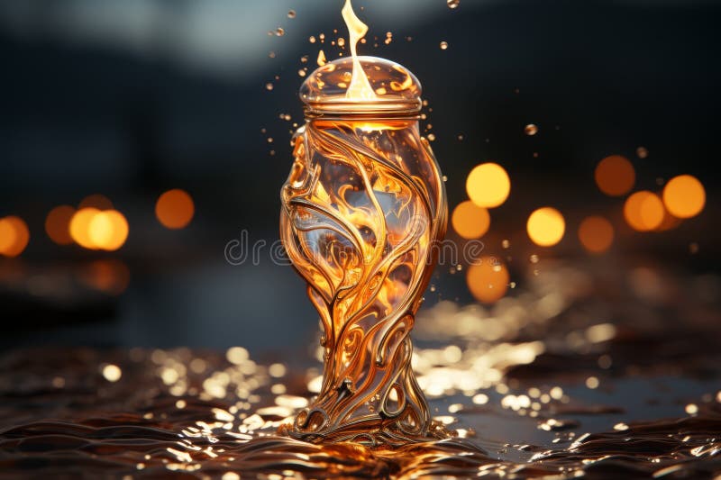 Transparent Splash of Water Around a Surreal Object on a Dark ...