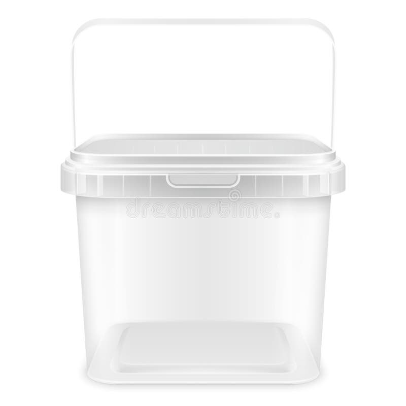Transparent Square Empty Plastic Bucket. Top View Mockup Illustration ...