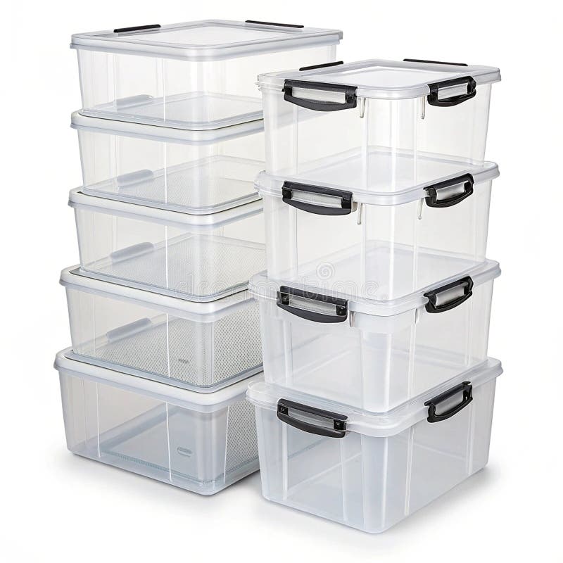 Plastic Stackable Storage Containers PNG Stock Illustration ...