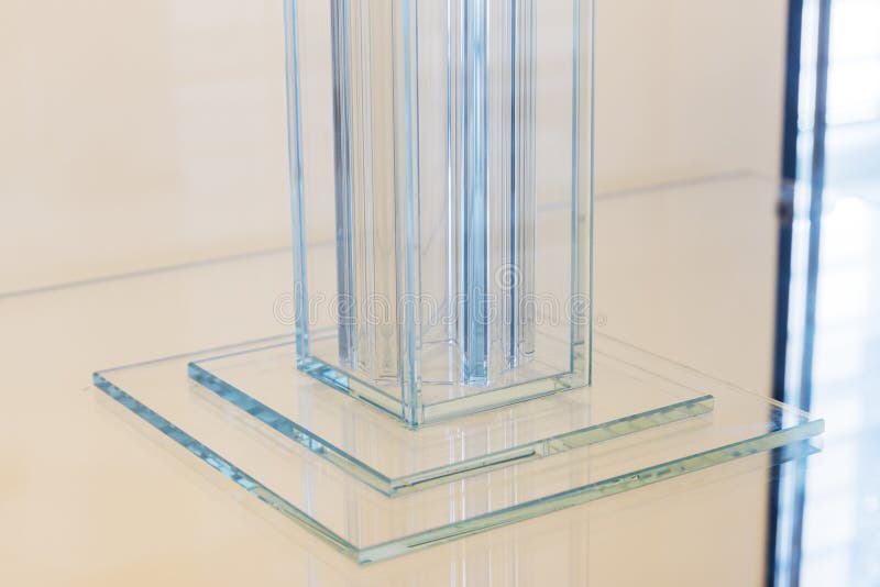 Transparent Stand Made of Square and Rectangle Details. Abstract Glass ...