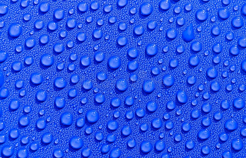 Transparent Still Water Drops on Light Blue Background. Blue Water ...