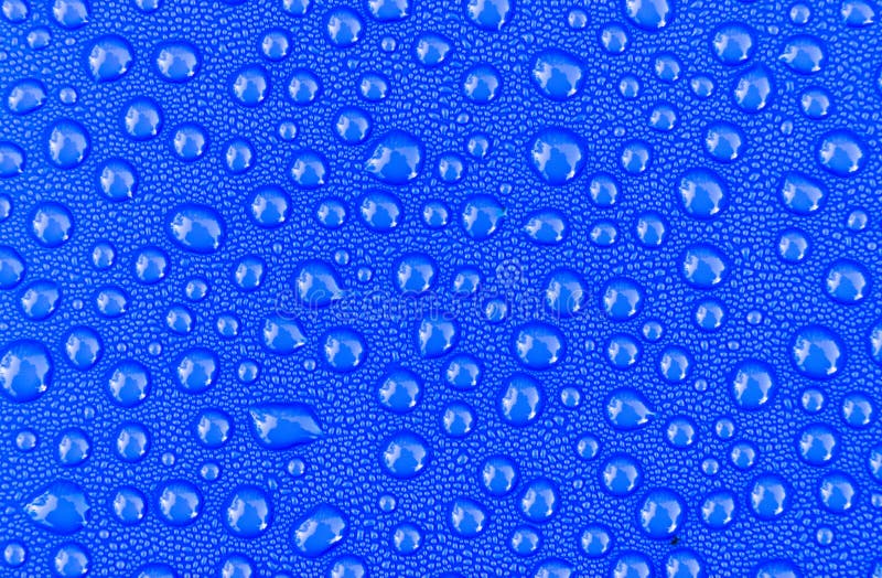 Transparent Still Water Drops on Light Blue Background. Blue Water ...
