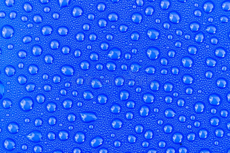 Transparent Still Water Drops on Light Blue Background. Blue Water ...