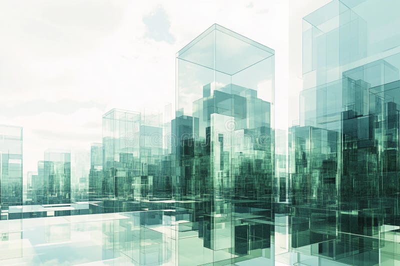 Transparent Structures Rise Against a Blue Sky, Showcasing Modern ...