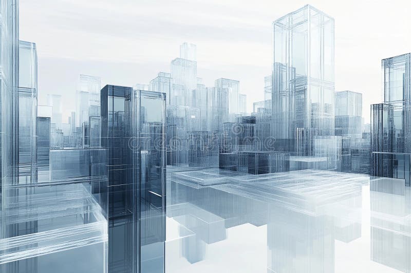 Transparent Structures Rise Against a Blue Sky, Showcasing Modern ...