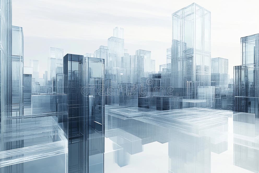 Transparent Structures Rise Against a Blue Sky, Showcasing Modern ...