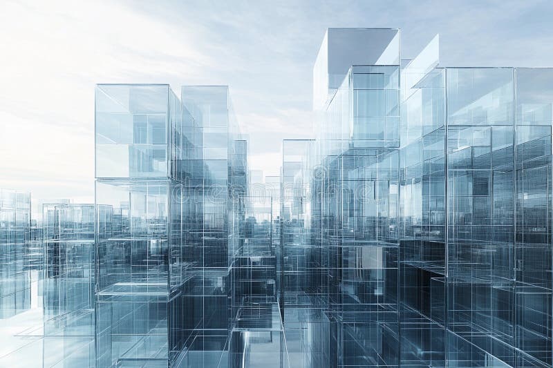 Transparent Structures Rise Against a Blue Sky, Showcasing Modern ...