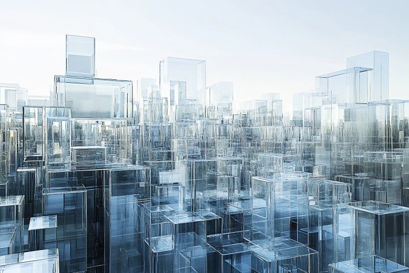 Transparent Structures Rise Against a Blue Sky, Showcasing Modern ...