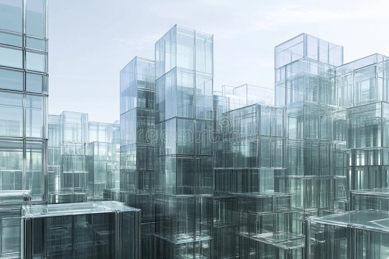 Transparent Structures Rise Against a Blue Sky, Showcasing Modern ...