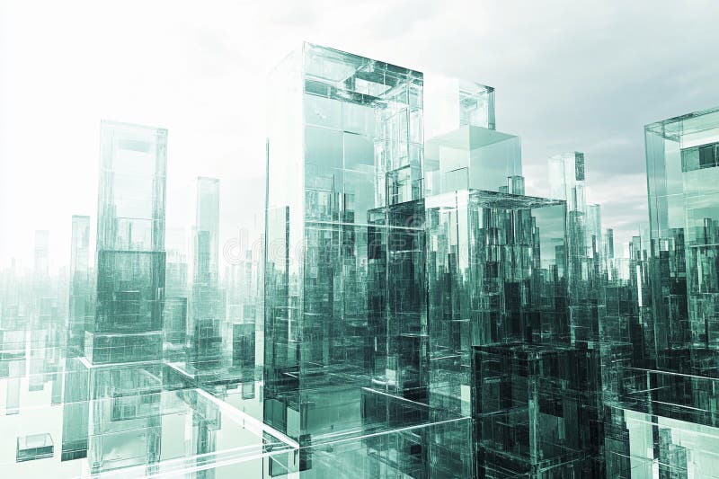 Transparent Structures Rise Against a Blue Sky, Showcasing Modern ...