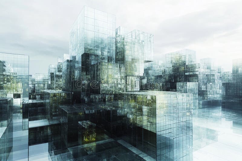 Transparent Structures Rise Against a Blue Sky, Showcasing Modern ...