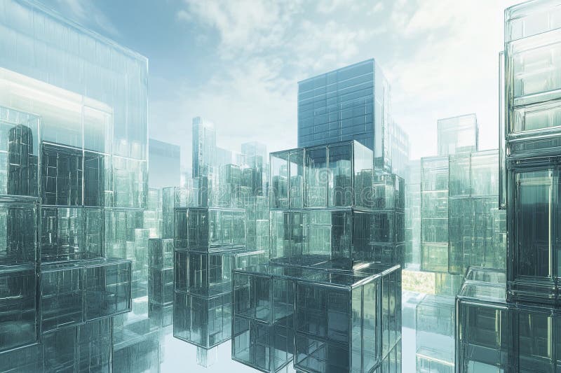 Transparent Structures Rise Against a Blue Sky, Showcasing Modern ...