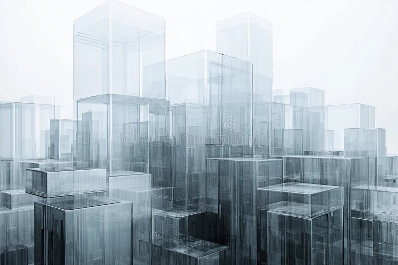 Transparent Structures Rise Against a Blue Sky, Showcasing Modern ...