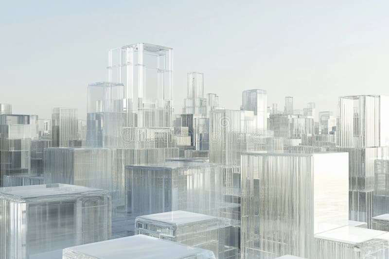 Transparent Structures Rise Against a Blue Sky, Showcasing Modern ...