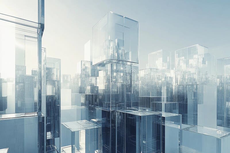 Transparent Structures Rise Against a Blue Sky, Showcasing Modern ...