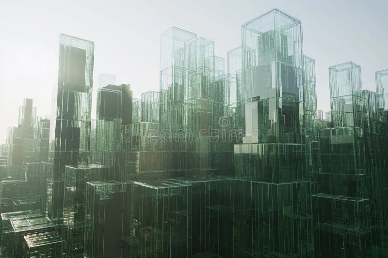 Transparent Structures Rise Against a Blue Sky, Showcasing Modern ...