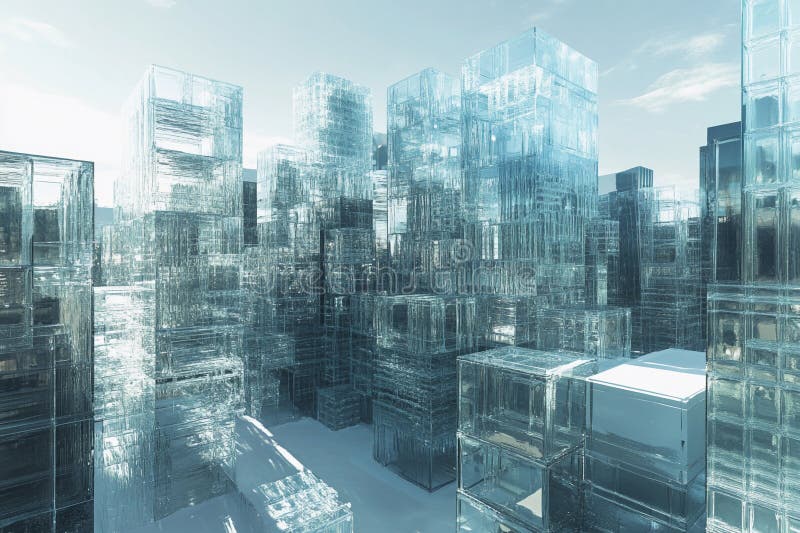 Transparent Structures Rise Against a Blue Sky, Showcasing Modern ...