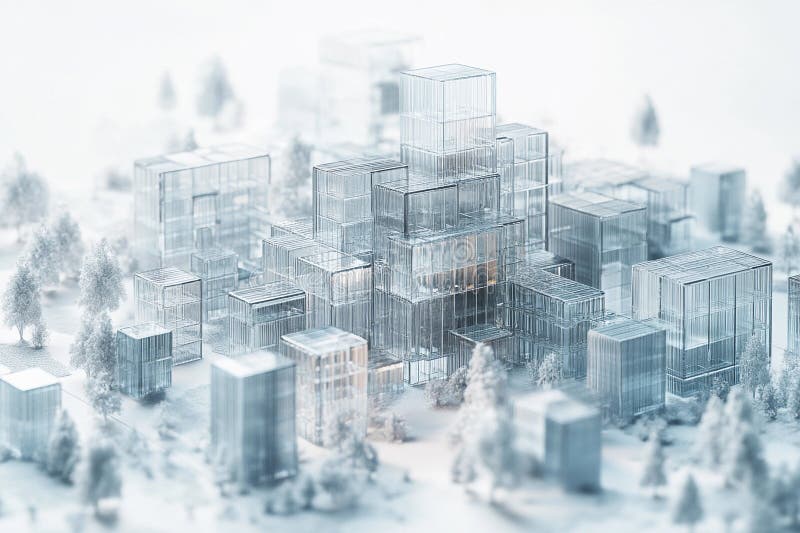 Transparent Structures Rise Against a Blue Sky, Showcasing Modern ...