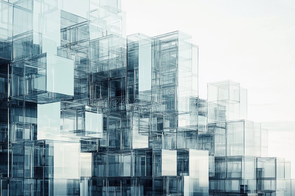 Transparent Structures Rise Against a Blue Sky, Showcasing Modern ...