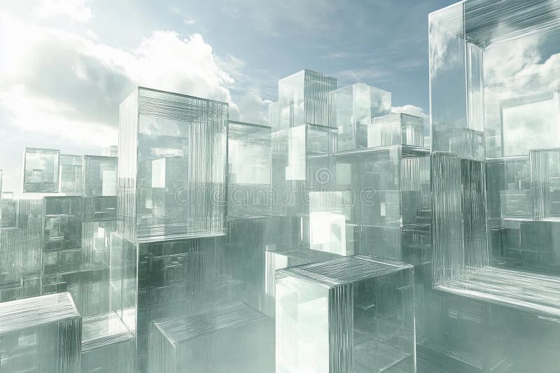 Transparent Structures Rise Against a Blue Sky, Showcasing Modern ...