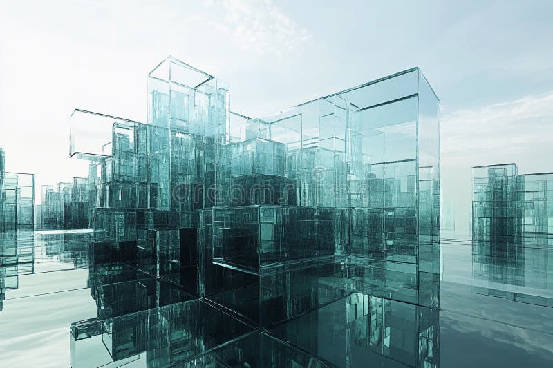 Transparent Structures Rise Against a Blue Sky, Showcasing Modern ...