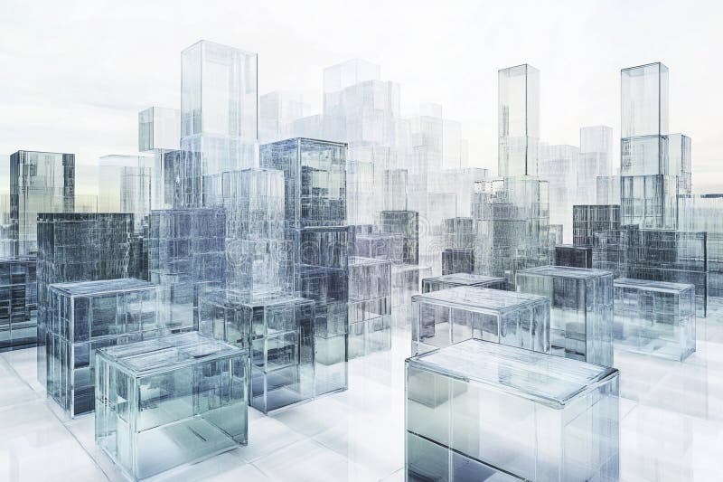 Transparent Structures Rise Against a Blue Sky, Showcasing Modern ...