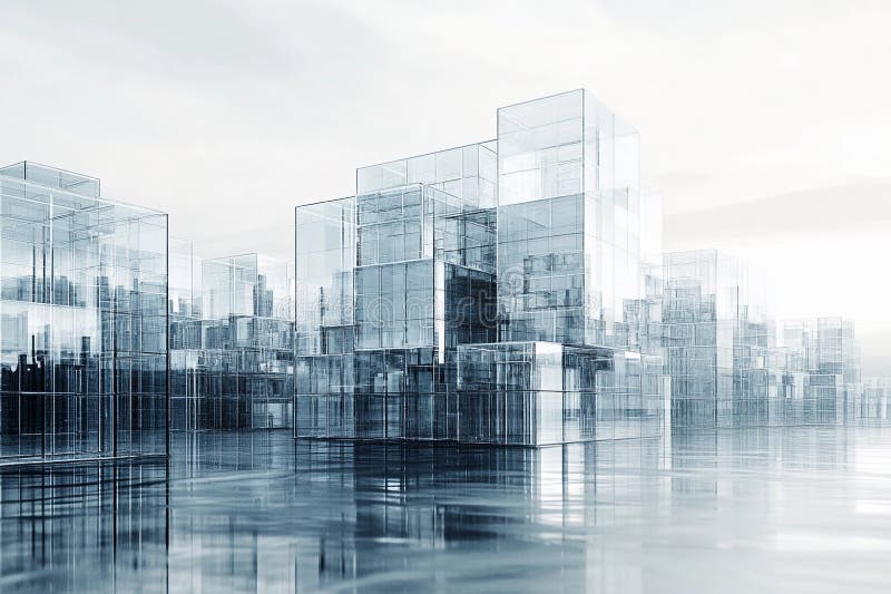 Transparent Structures Rise Against a Blue Sky, Showcasing Modern ...