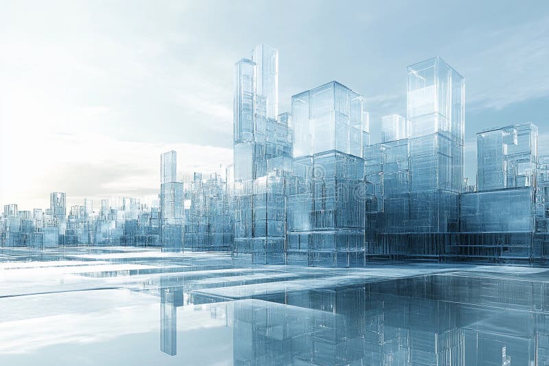 Transparent Structures Rise Against a Blue Sky, Showcasing Modern ...