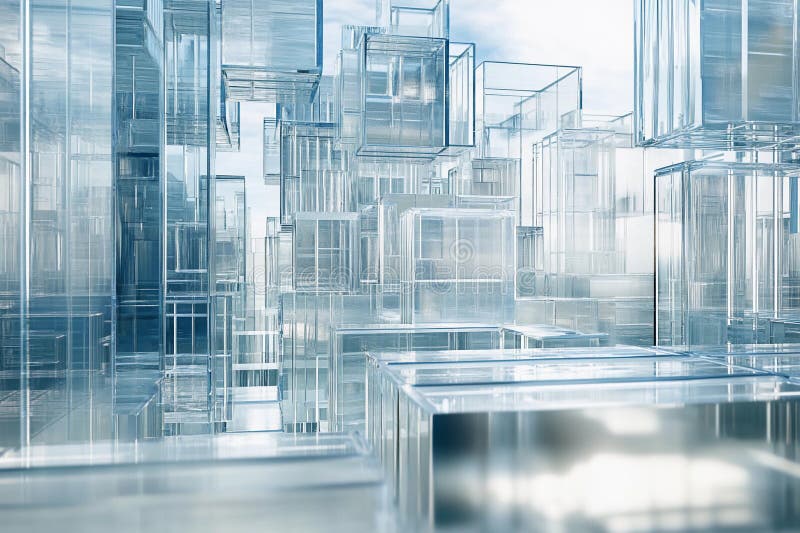 Transparent Structures Rise Against a Blue Sky, Showcasing Modern ...