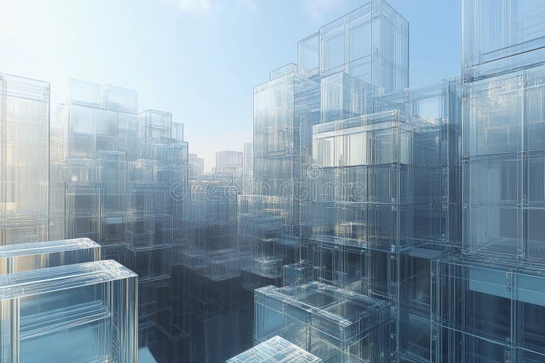 Transparent Structures Rise Against a Blue Sky, Showcasing Modern ...