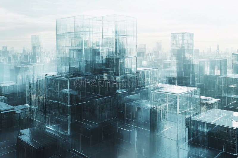 Transparent Structures Rise Against a Blue Sky, Showcasing Modern ...