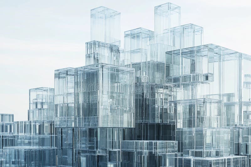 Transparent Structures Rise Against a Blue Sky, Showcasing Modern ...