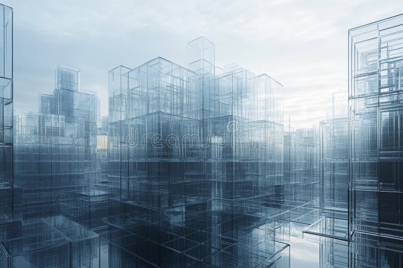 Transparent Structures Rise Against a Blue Sky, Showcasing Modern ...