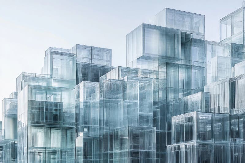 Transparent Structures Rise Against a Blue Sky, Showcasing Modern ...