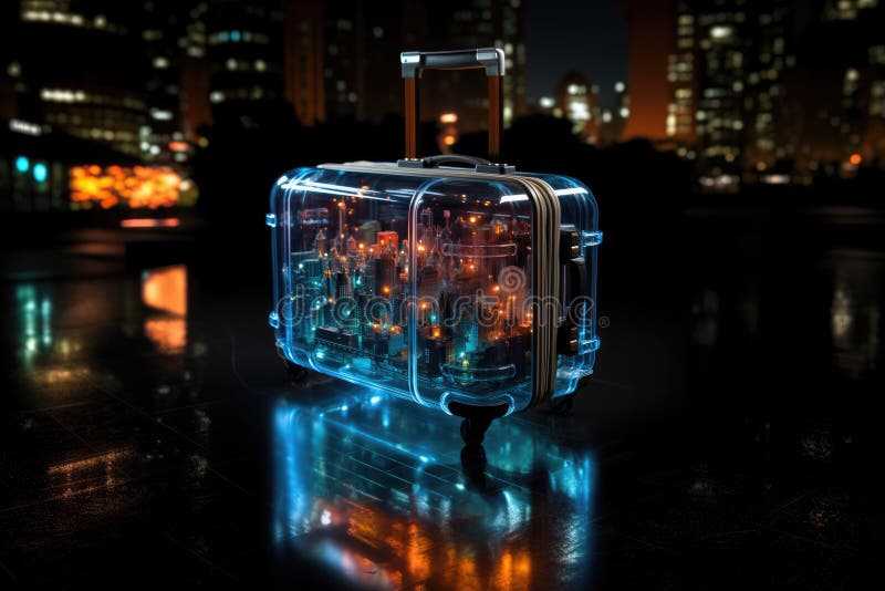 Transparent Suitcase and Travel Destinations from Transparency of Dots ...