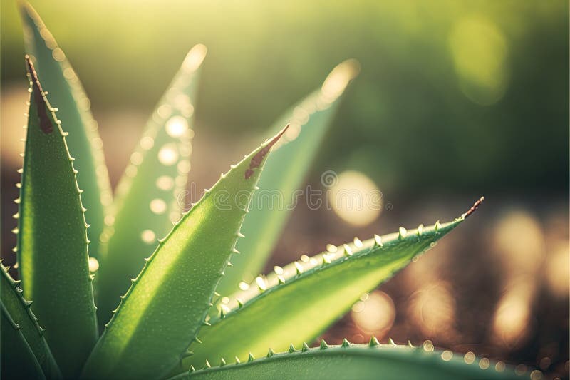 Transparent Sun-shining Prickly Aloe Vera Leaves Stock Photo - Image of ...