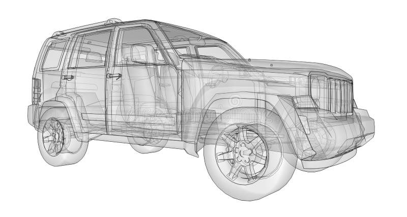 Transparent SUV with Simple Straight Lines of the Body. 3d Rendering ...