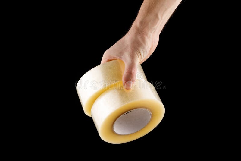 Transparent Tape in Rolls in Hand Stock Image - Image of adhesive ...