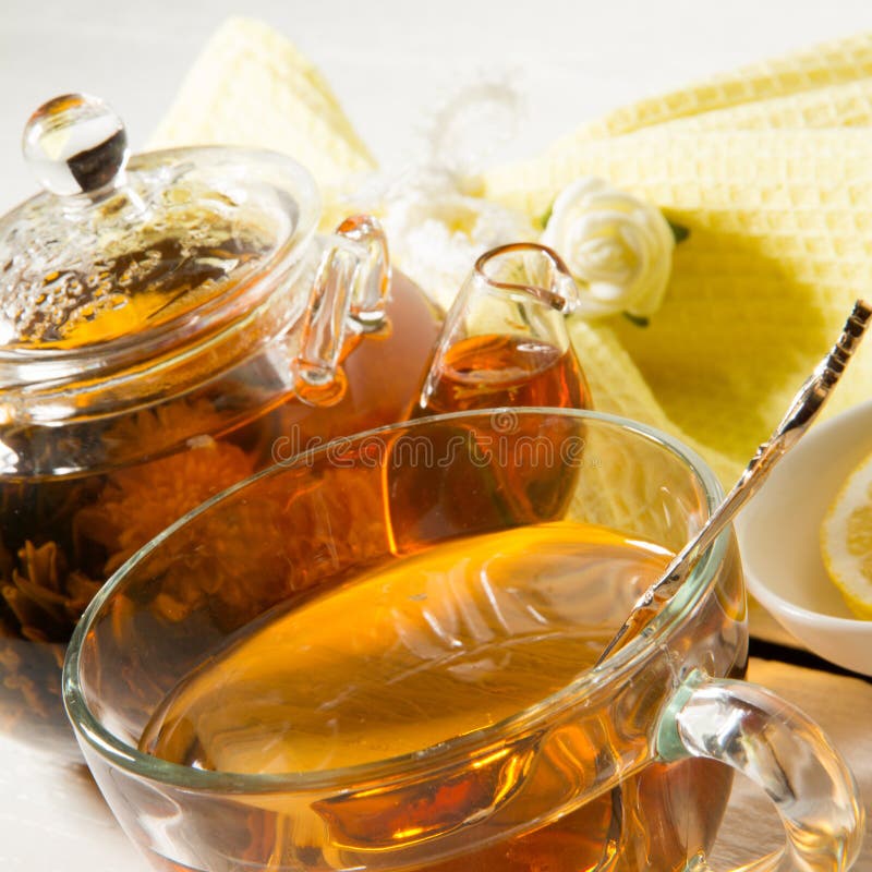 Transparent Teapot and Cup of Tea Stock Image - Image of teeglas ...