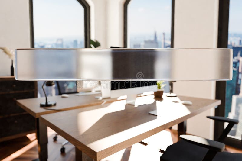 Transparent Text Box in Front of Modern Minimalistic Pc Workspace in ...