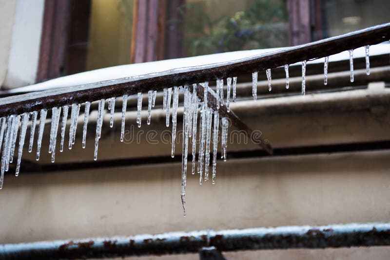 Icicles on Window stock photo. Image of frozen, view - 109615704