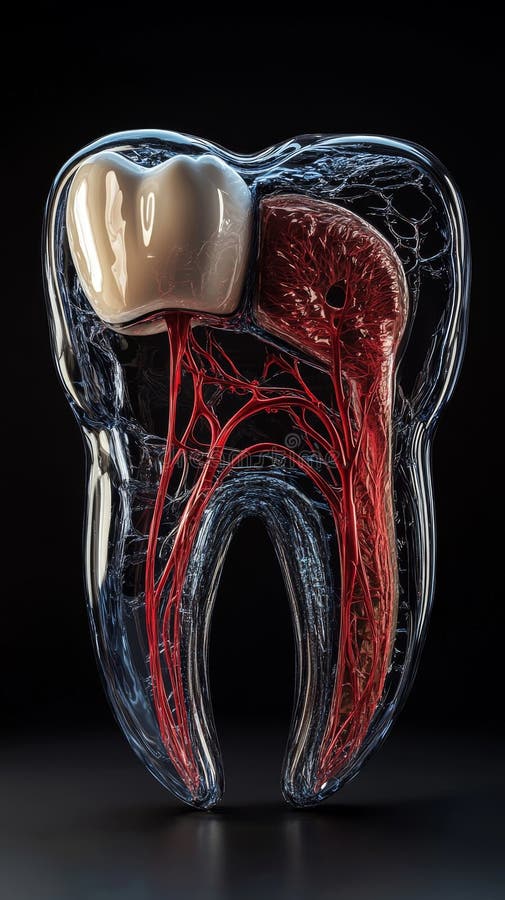 Transparent Tooth Anatomy with Internal Nerve Pathways Stock ...