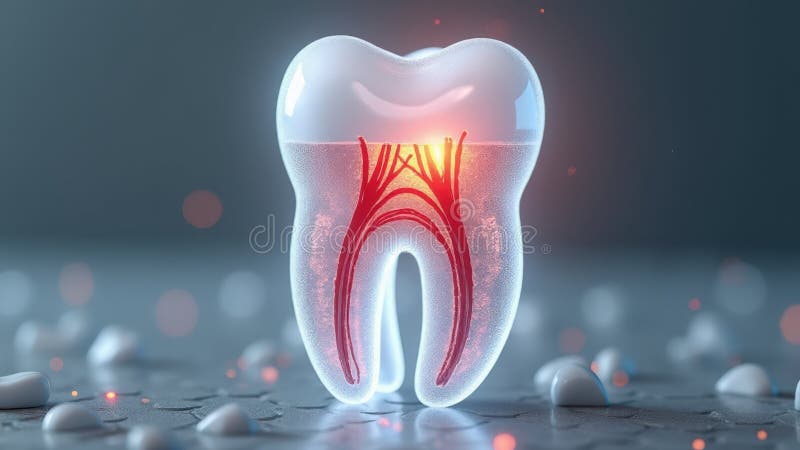 3d Transparent Tooth Illustration, Abstract Wave Background Stock ...