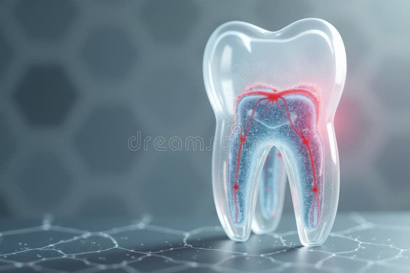 3d Transparent Tooth Illustration, Abstract Wave Background Stock ...