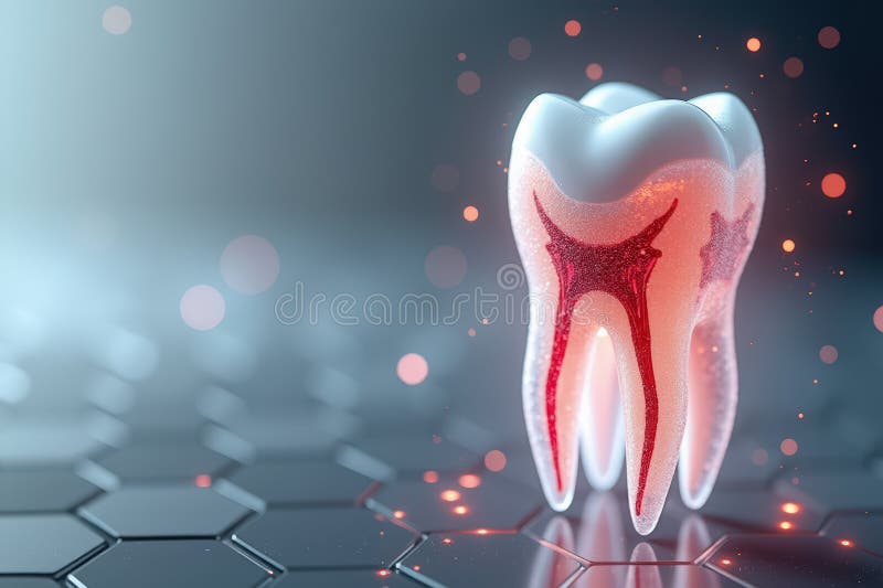 3d Transparent Tooth Illustration, Abstract Wave Background Stock ...