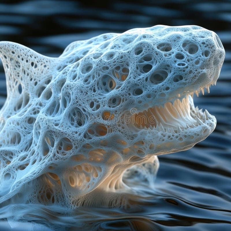 Transparent or Translucent Shark with Visible Skeleton and Sharp Teeth ...