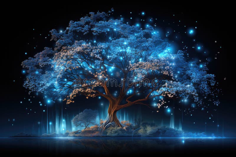 Transparent Tree and Seasons Changing from Transparency of Dots Blue ...