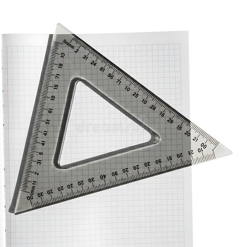 Transparent Triangle Ruler Over Graph Paper for Math or Geometry Stock ...