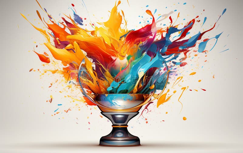 Transparent Trophy with Vibrant Color Mix Generative Ai Stock ...